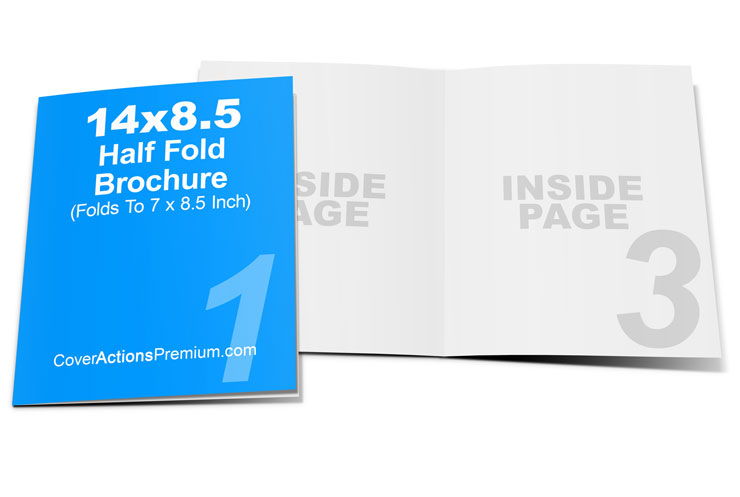 14 x 8.5 Half Fold Brochure Mockup | Cover Actions Premium | Mockup PSD ...