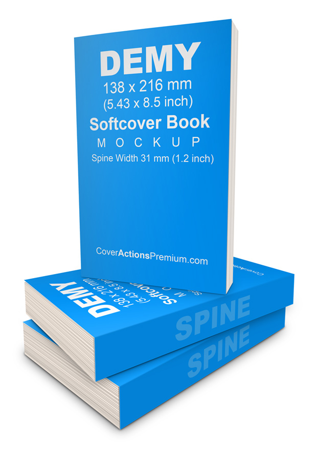 Demy- 138 x 216 Softcover Book Mockup | Cover Actions Premium | Mockup ...