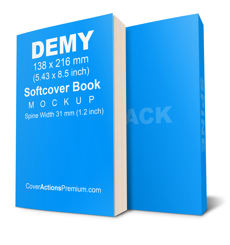 Demy- 138 x 216 Softcover Book Mockup | Cover Actions Premium | Mockup ...